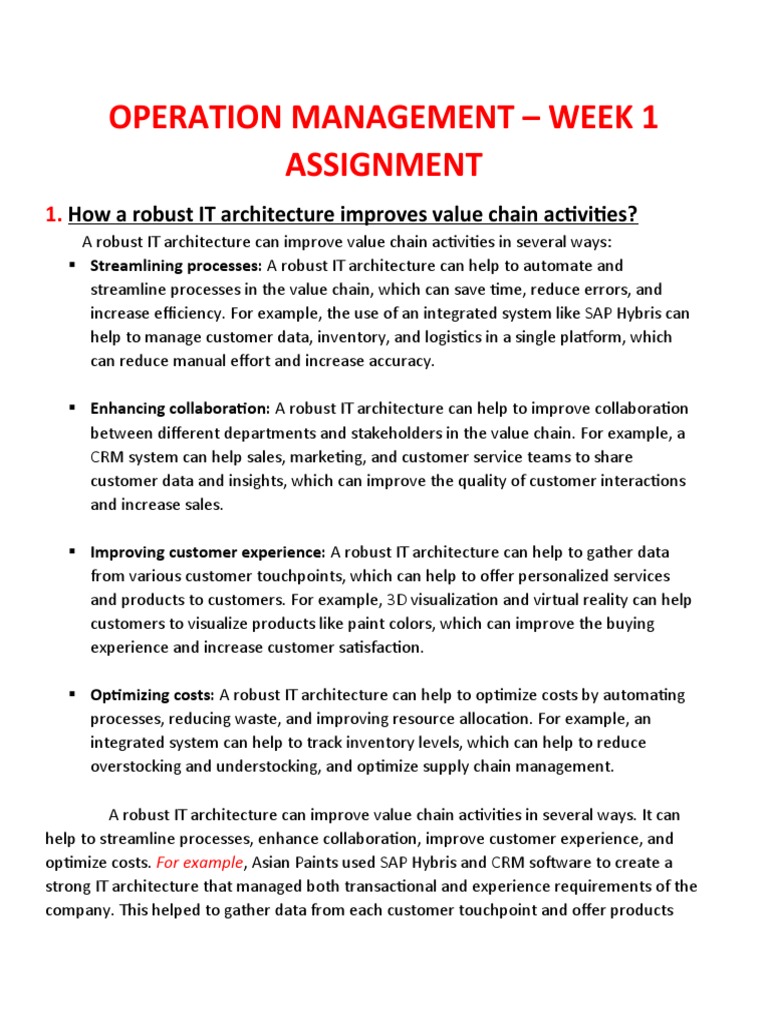 How A Robust IT Architecture Improves Value Chain Activities? | PDF ...