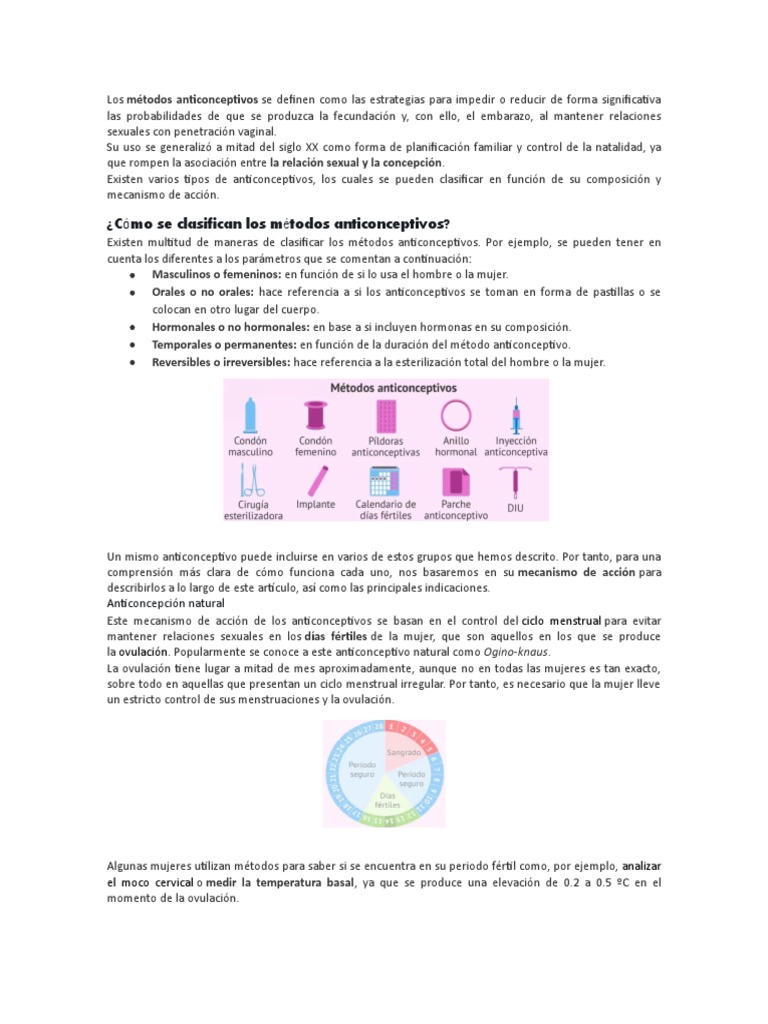 ¿C Mo Se Clasifican Los M Todos Anticonceptivos?: Anticoncepción Natural | PDF | Control de la ...