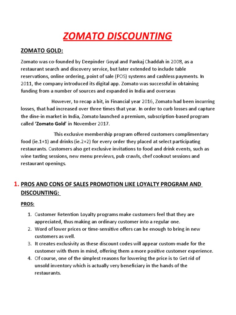 Zomato Discounting | PDF | Loyalty Program | Restaurants