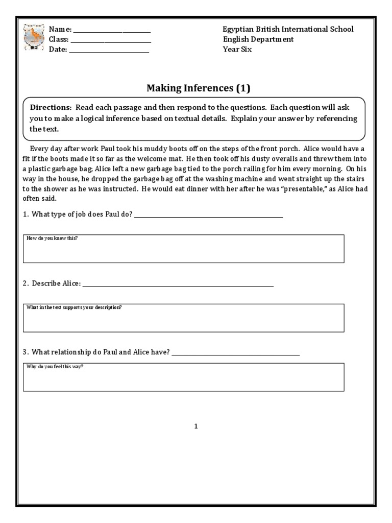 Making Inferences 1 | PDF
