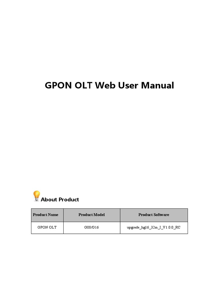 Gpon Olt User Manual Overview Pdf I Pv6 Port Computer Networking