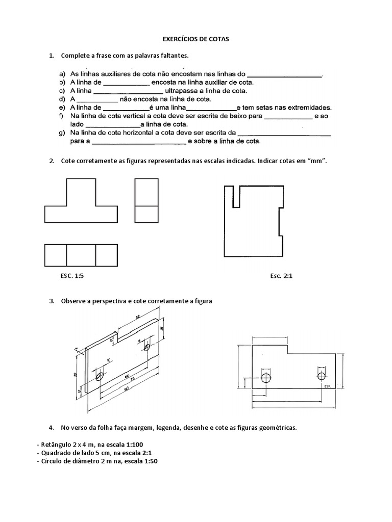Exercícios de cotas | PDF