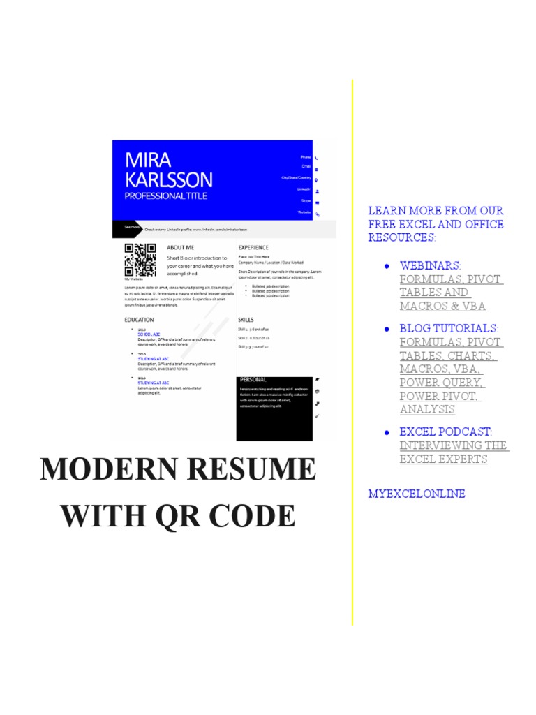 100. Modern Resume With QR Code | PDF | Microsoft | Computing