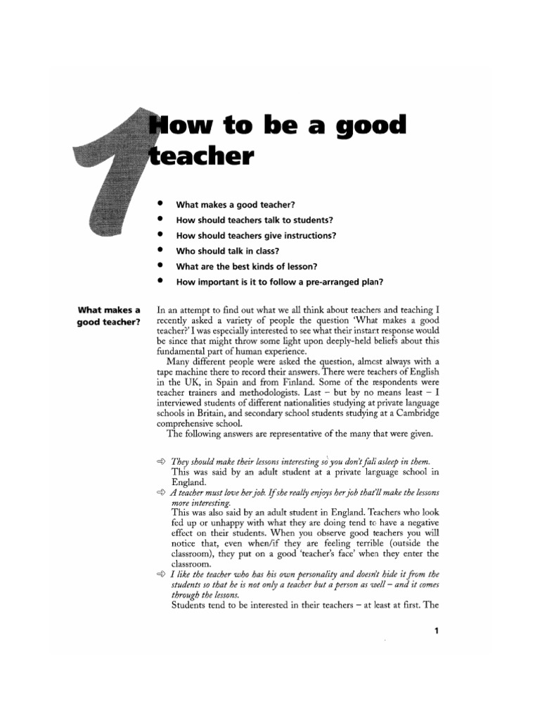 How To Be A Good Teacher | PDF