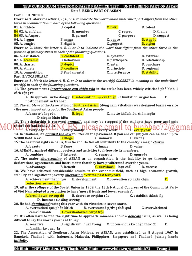 G11 U5 EXERCISES Có Đáp Án | PDF | Social Science | Travel