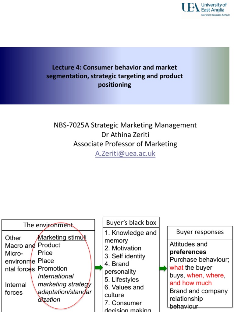Lecture 4 - Consumer Behaviour and Market Segmentation, Targeting and Positioning PDF | PDF ...