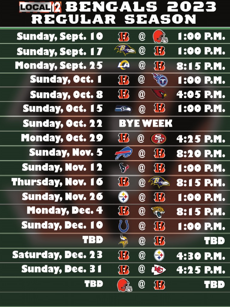 Bengals Schedule 2023 Pdf