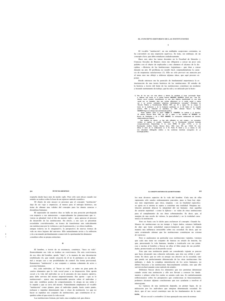 EL CONCEPTO HISTORICO DE LAS INSTITUCIONES - Ocred | PDF | Institución ...