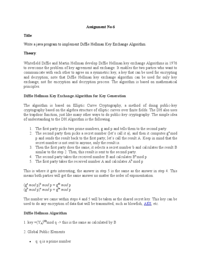 Assignment No 6 | PDF | Key (Cryptography) | Public Key Cryptography