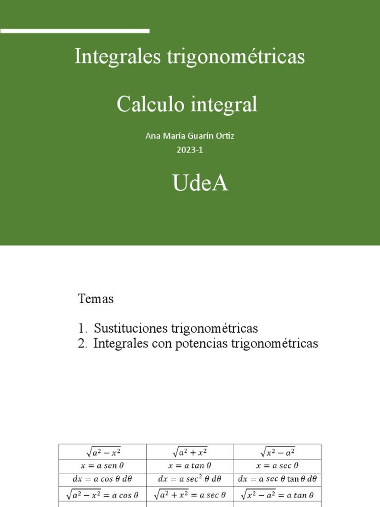 Integrales Trigonométricas Resueltas | PDF