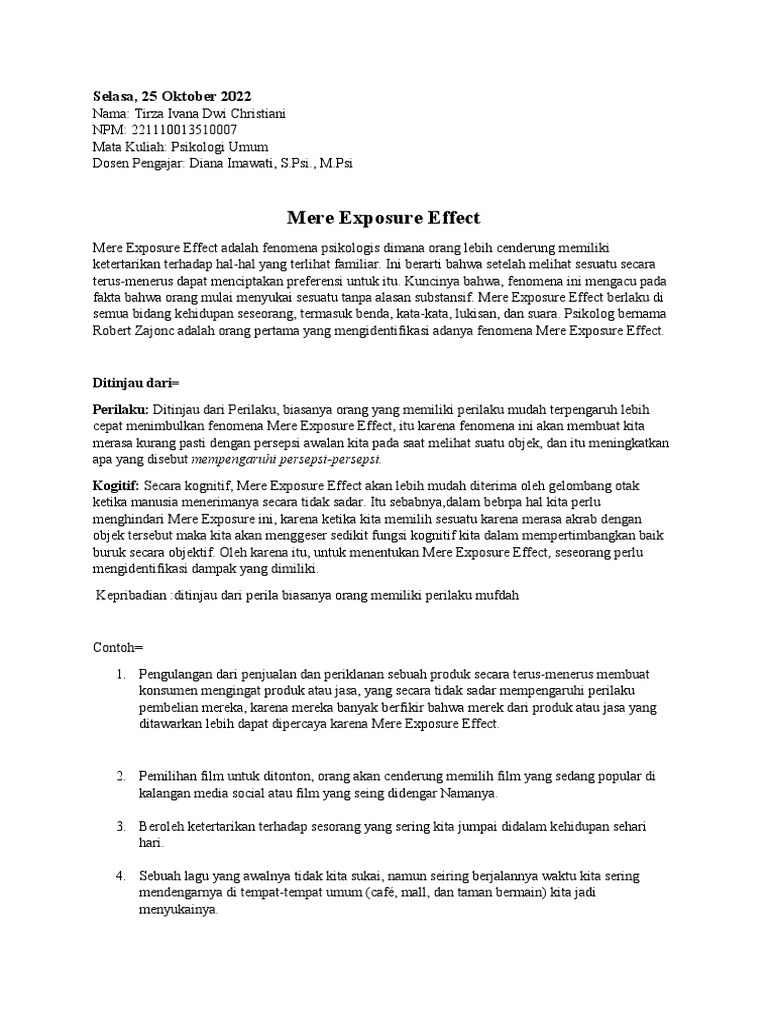 Mere Exposure Effect | PDF