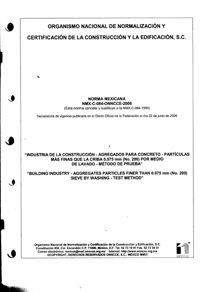 NMX-C-084-2006-lavado Tamiz 200 | PDF