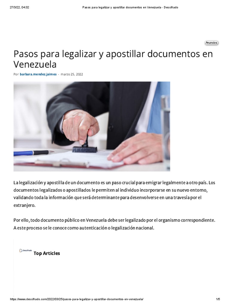 Legalización y apostilla de documentos en Venezuela | PDF