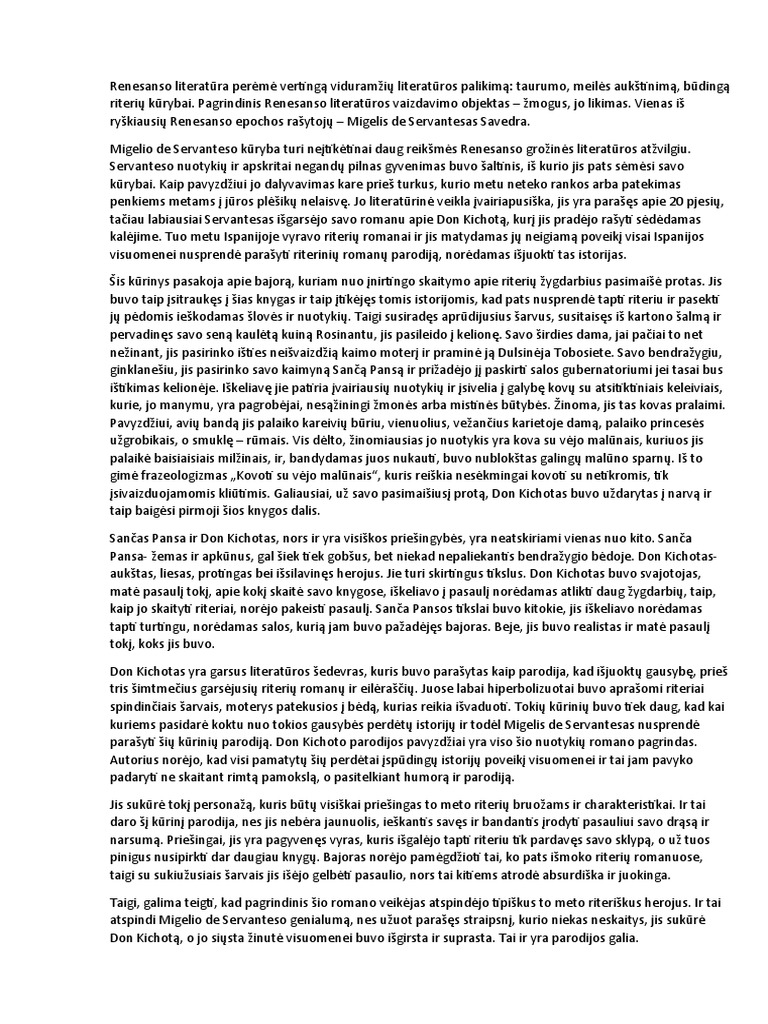 Išmintingasis Bajoras Don Kichotas Lamančietis | PDF