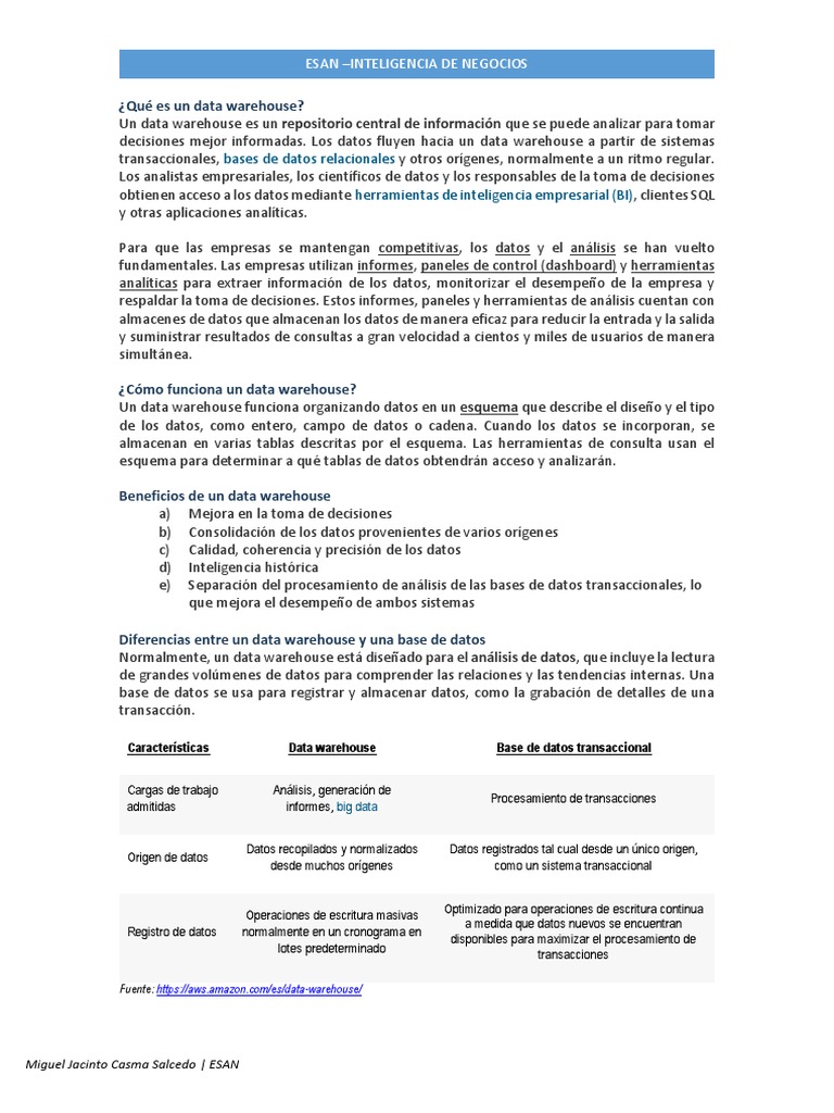 Qué Es Un Data Warehouse PDF | Descargar gratis PDF | Almacén de datos | Bases de datos