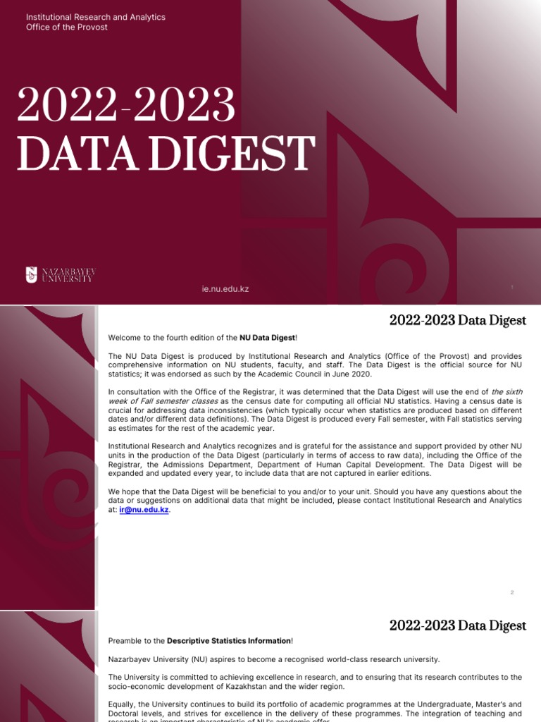NU Data Digest 2022-2023 | PDF | Engineering | Postgraduate Education