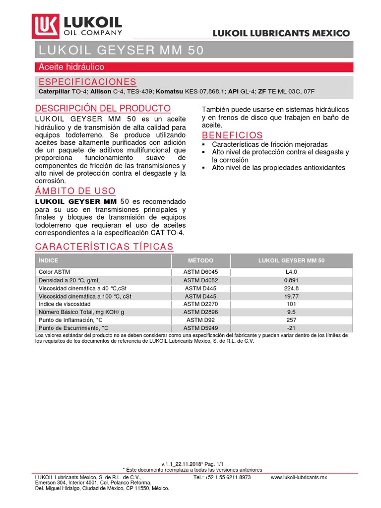 Tds Lukoil Geyser MM 50 v.1.1 Esp | PDF