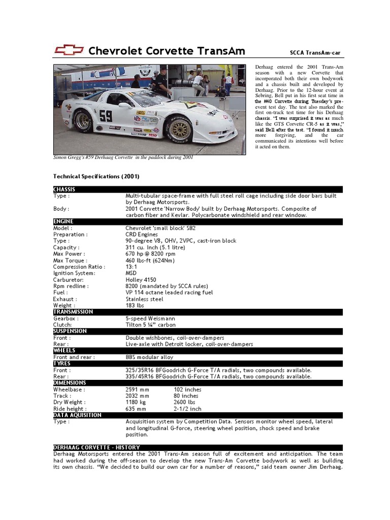 01 Chevrolet Corvette SCCA TransAm Derhaag | PDF | Private Transport ...
