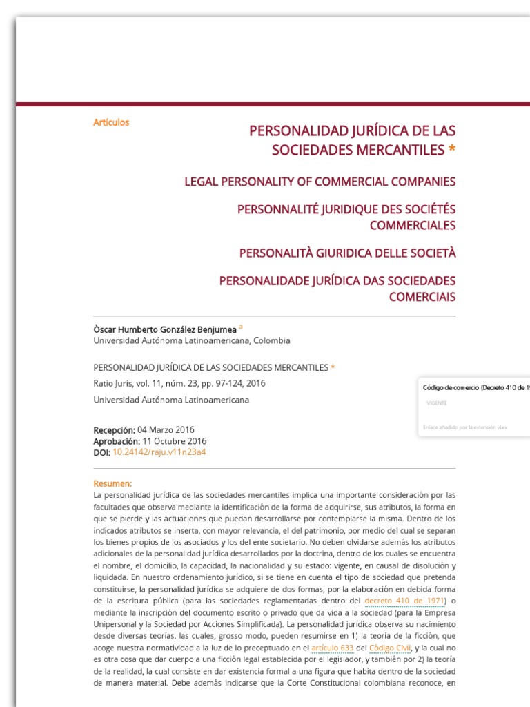 Personalidad Jurídica de Las Sociedades Mercantiles | PDF | Sociedad de responsabilidad limitada ...