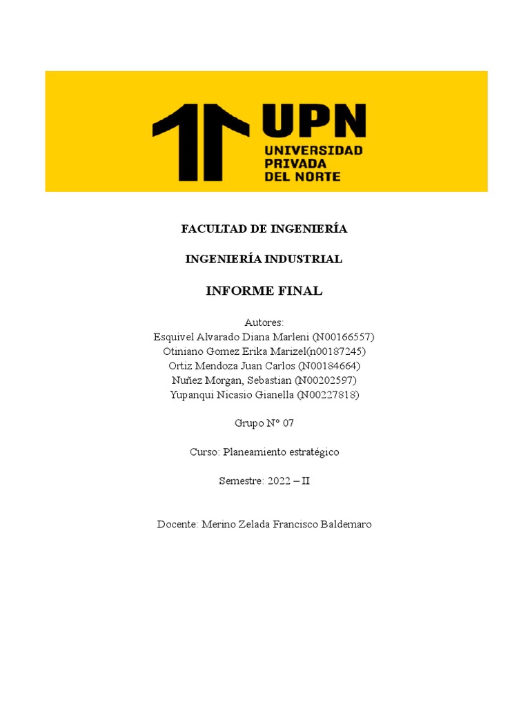 Informefinal Planeamientoestrategico Grupo7 | PDF | Logística | Planificación
