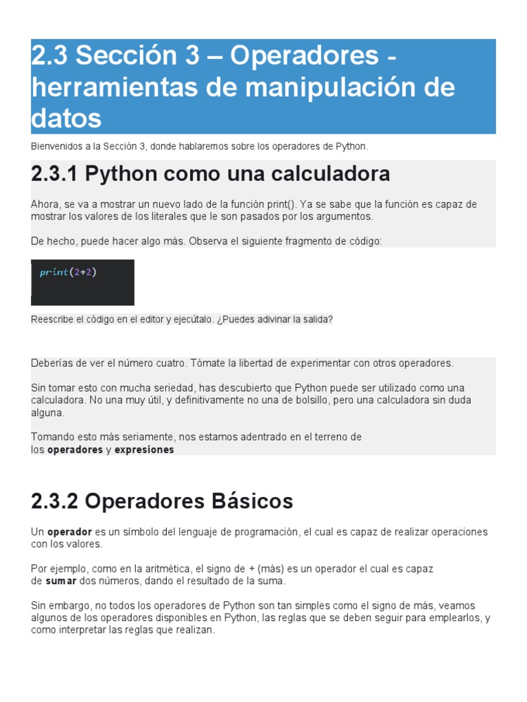 Curso Python 23 Sección 3 Operadores Herramientas De 