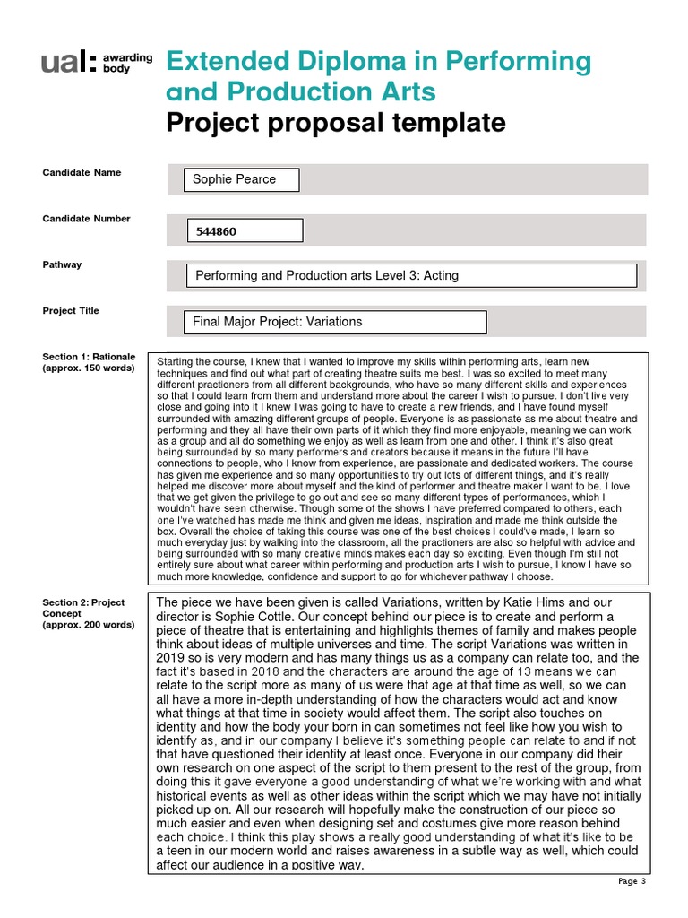 FMP Sophie Pearce Project Proposal Form | PDF | Social Science