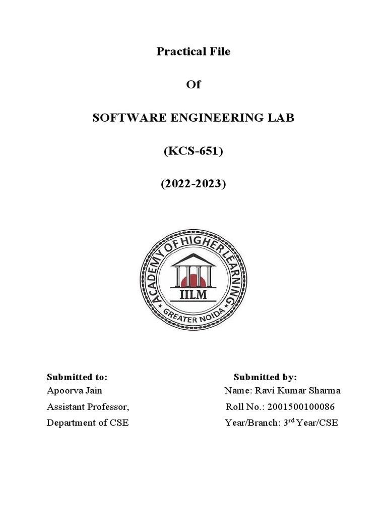Software Engineering Lab Practical File | PDF