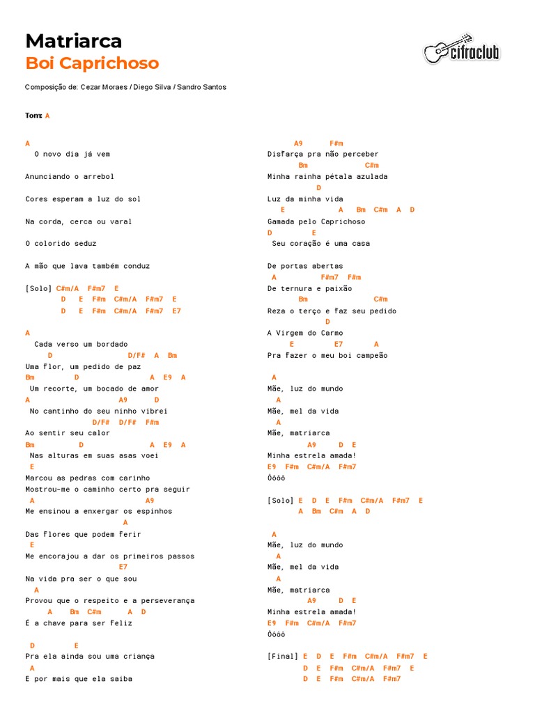 Cifra Club - Boi Caprichoso - Matriarca | PDF