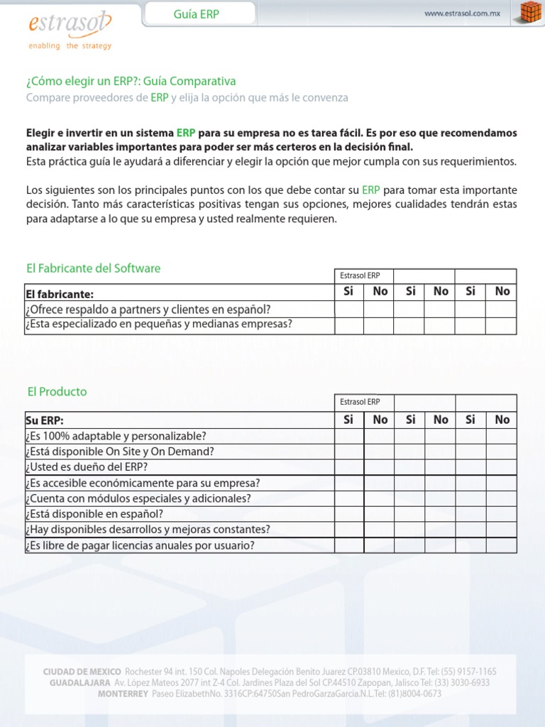 Guia para Elejir ERP PDF | Descargar gratis PDF | Planificación de recursos empresariales ...