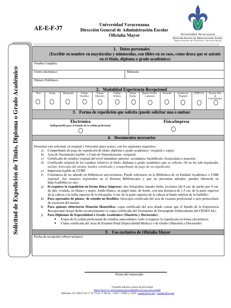 formato-de-solicitud-ae-e-f-37 | PDF | Titulo academico