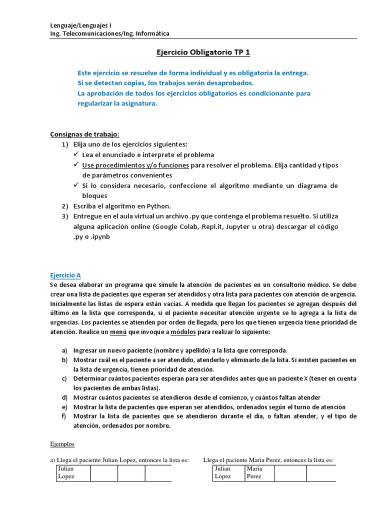 Ejercicio Obligatorio TP 1-2023 | Descargar gratis PDF | Lenguaje de programación | Informática