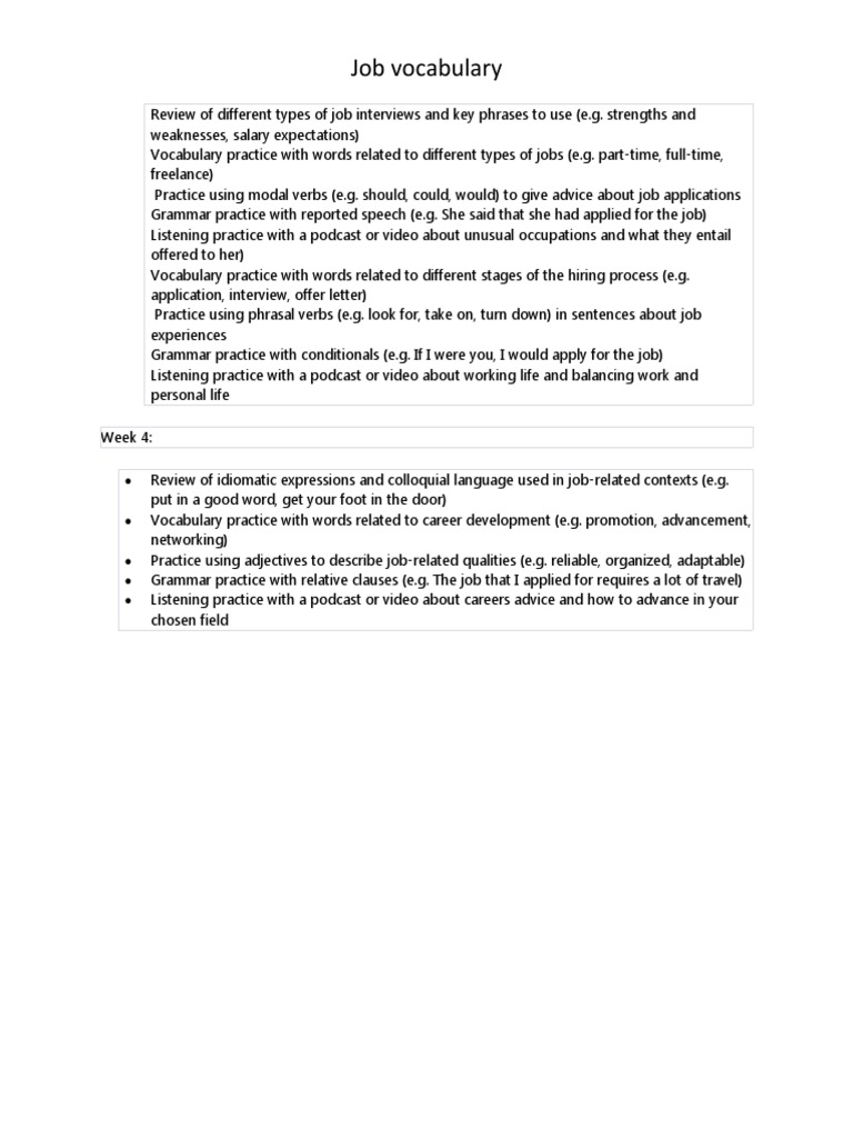 Job Vocabulary | PDF