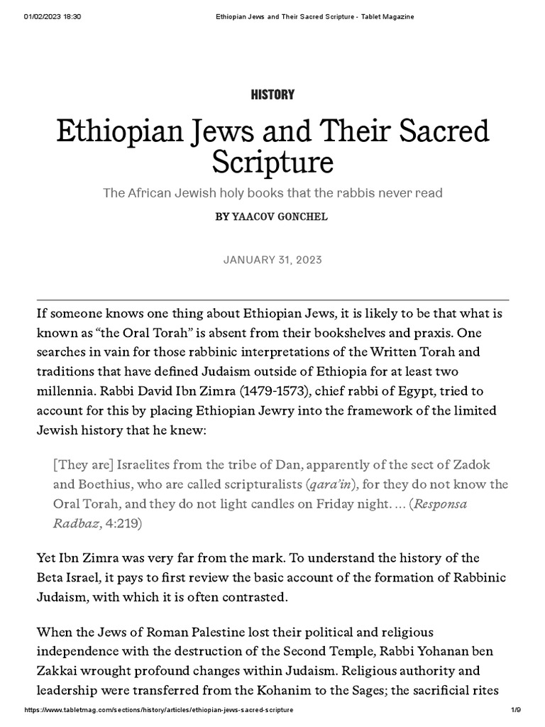 Ethiopian Jews and Their Sacred Scripture | PDF | Torah | Bible