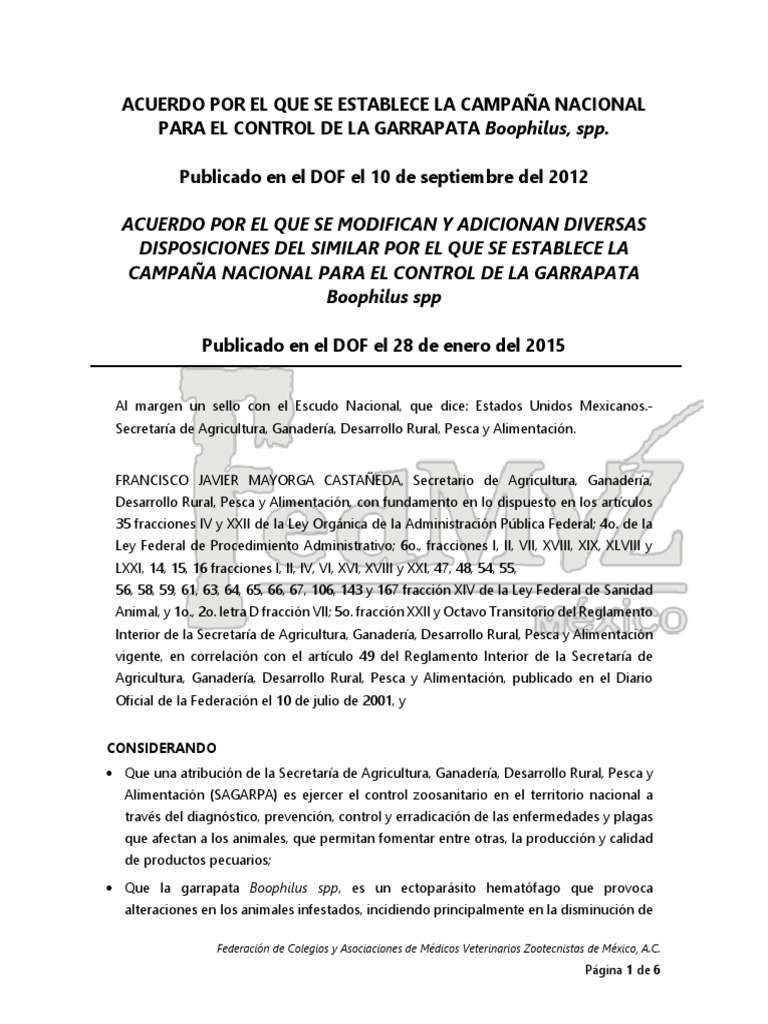 Campaña Nacional contra Garrapatas Boophilus | PDF | Medicina ...