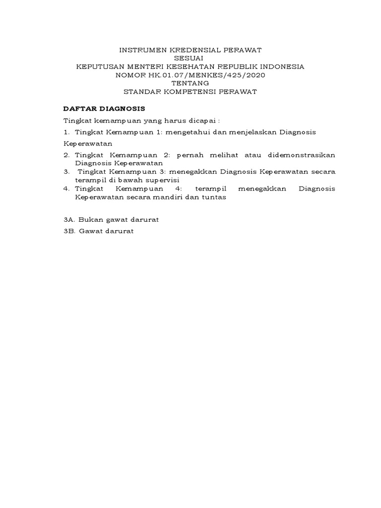 Instrumen Kredensial Perawat | PDF