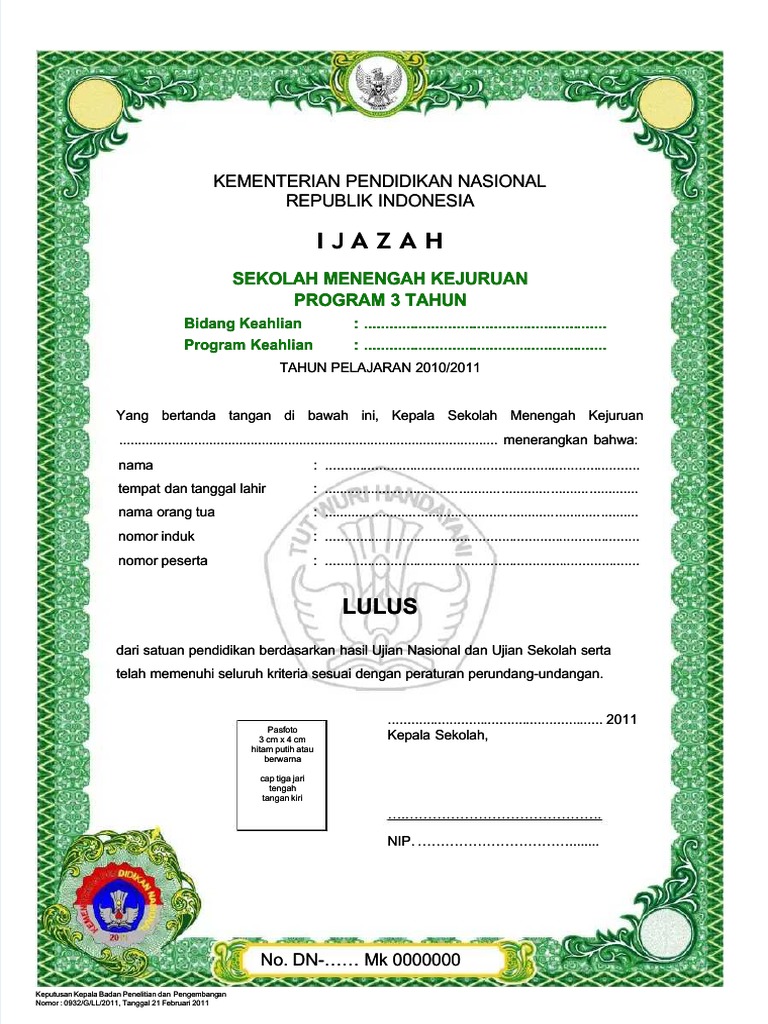 Ijazah SMK 2011 | PDF