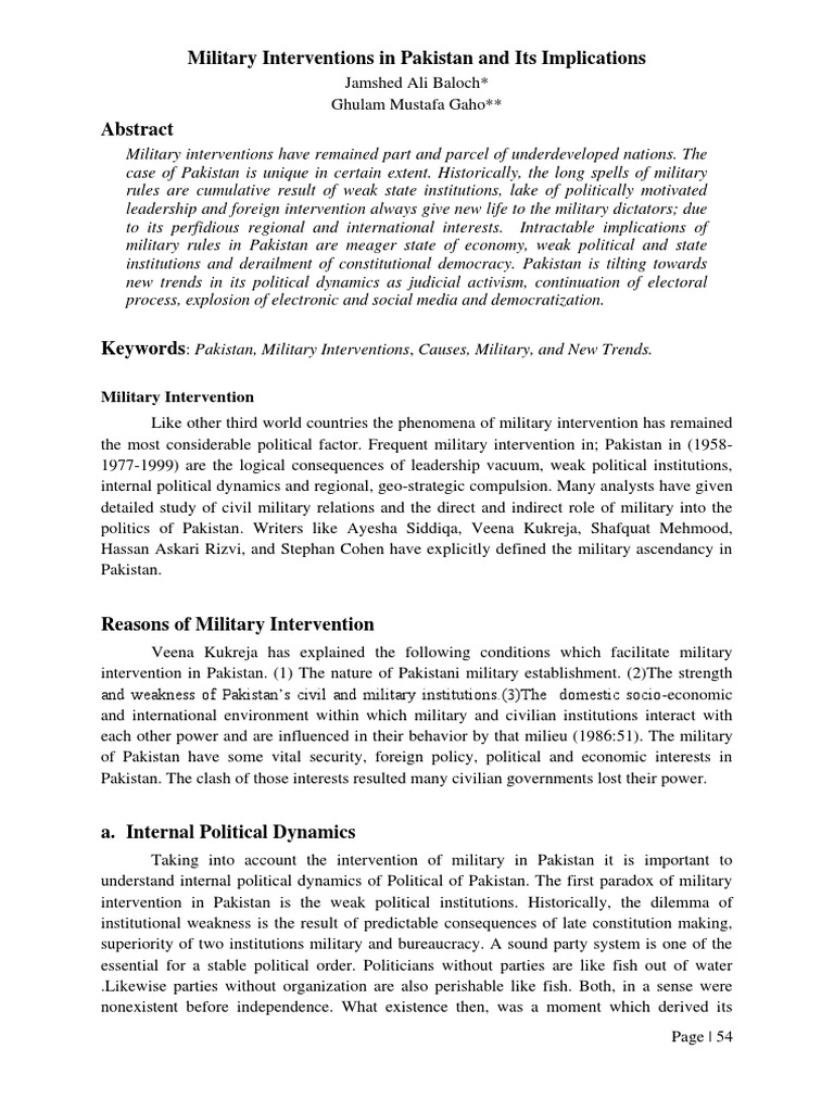 Military Interventions in Pakistan: Causes and Effects | PDF | Pervez ...