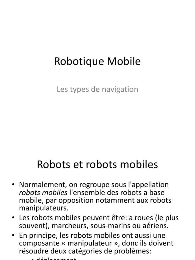 Cours - 5 - Robotique Mobile - Navigation PDF | PDF | Robotique ...