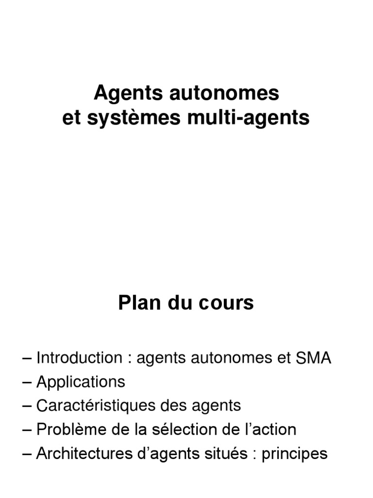 Agents autonomes et systèmes multi-agents | PDF | Intelligence ...
