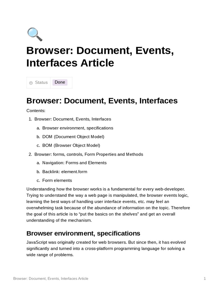 Browser Document & Events Guide | PDF | Document Object Model | Java Script