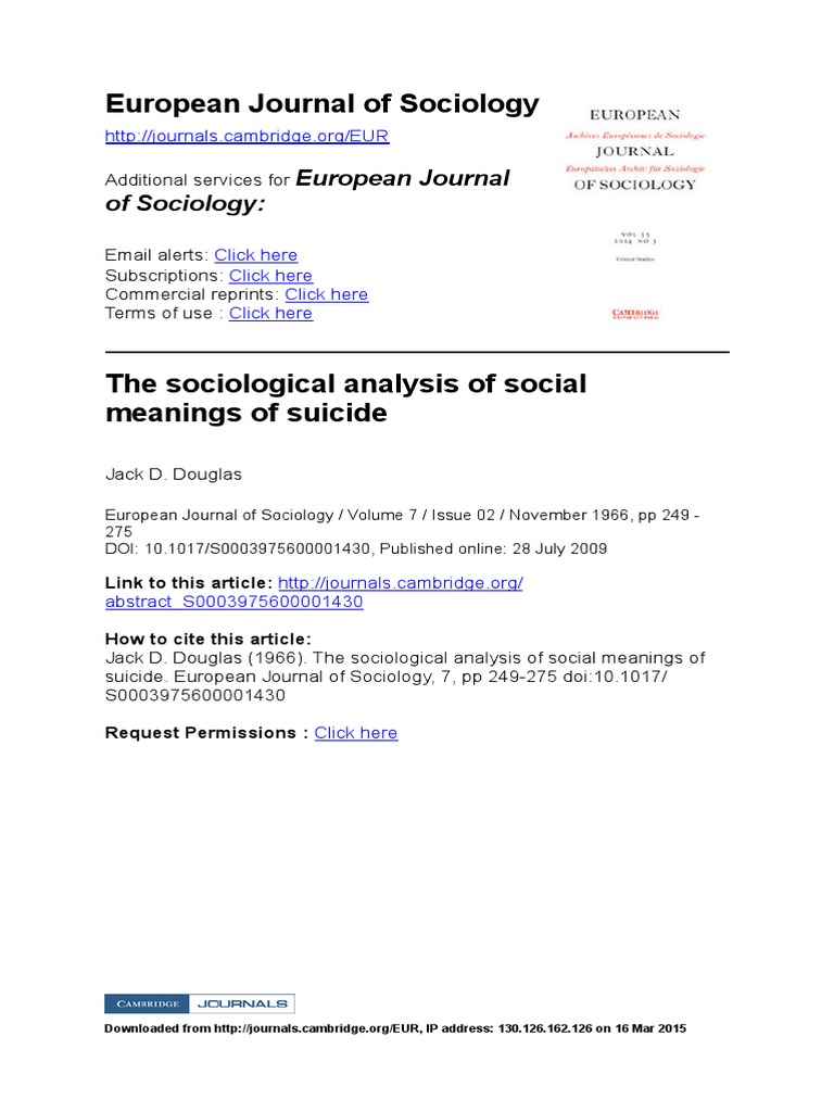 Douglas1966 The Sociological Analysis of Social PDF | Download Free PDF ...