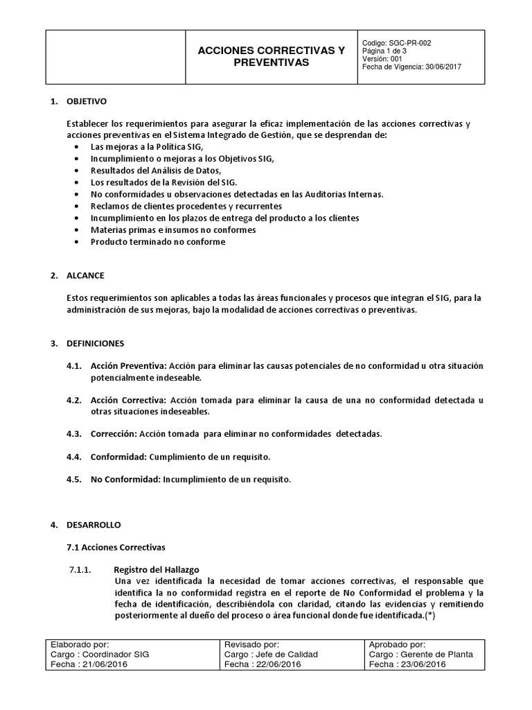 Acciones Correctivas y Preventivas | PDF | Auditoría | Contralor