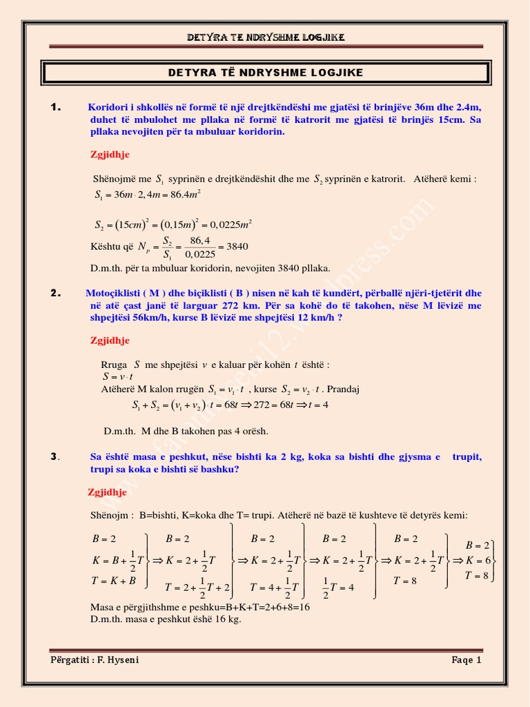Detyra Tc3ab Ndryshme Logjike PDF | PDF