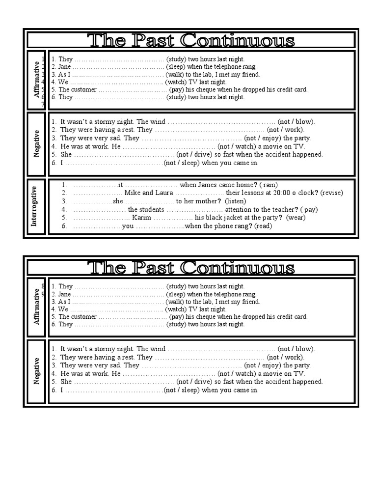 The Past Continuous Exercise | PDF | Games & Activities | Language Arts ...