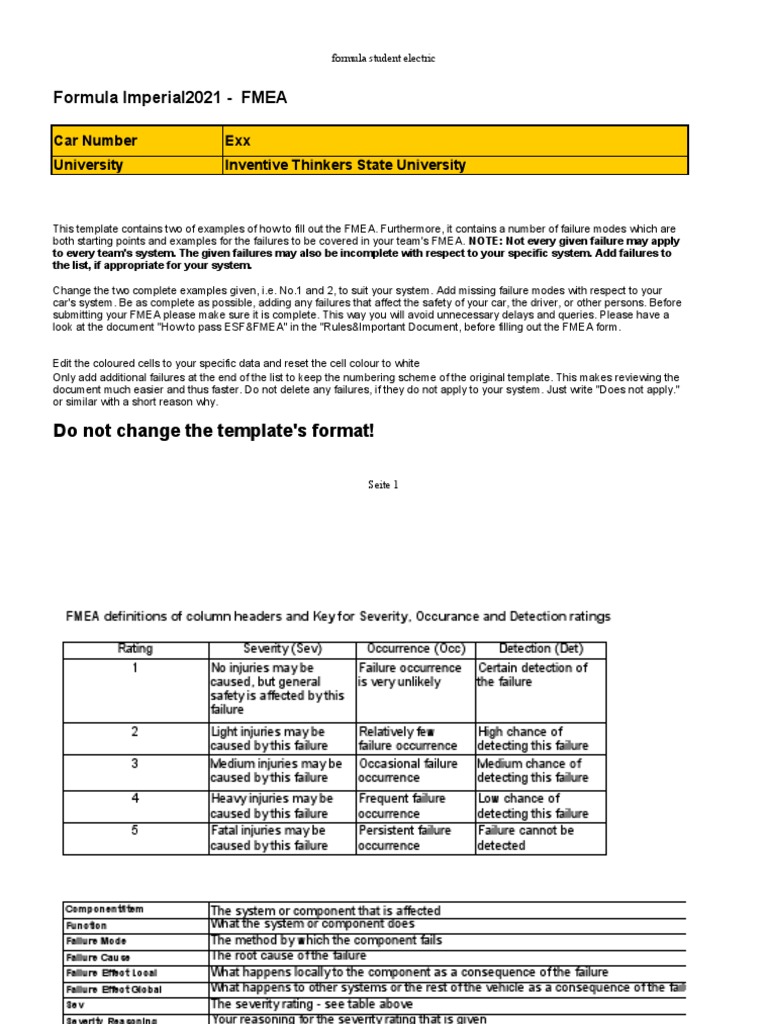 2021 Fmea Template | PDF | Electric Motor | Switch