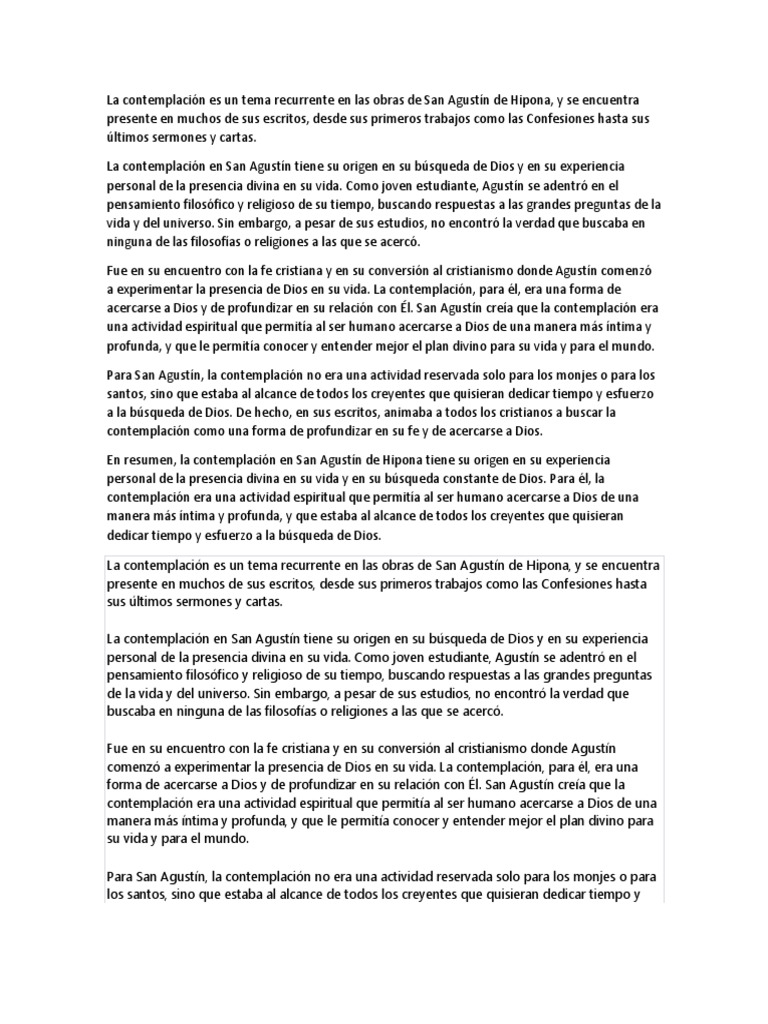 La Contemplación Es Un Tema Recurrente en Las Obras de San Agustín de ...