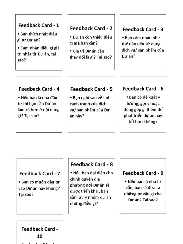 VCF-Feedback-cards - 10 SV | PDF