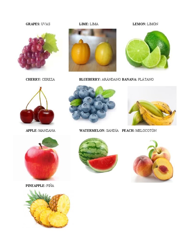 10 Frutas en Ingles y Español | PDF