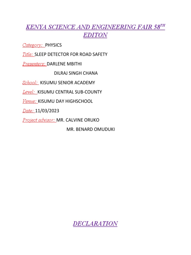 Kenya Science and Engineering Fair 58TH Editon | PDF | Traffic ...