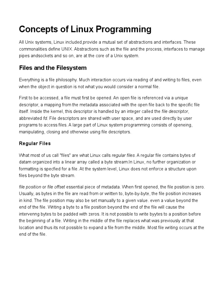 Basic Concepts of Linux Programming | PDF